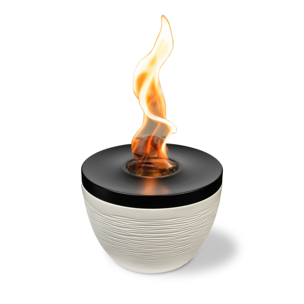 Sterno Small Tabletop Firepit with Firepit Gel Fuel, Onyx & Ivory, Rou